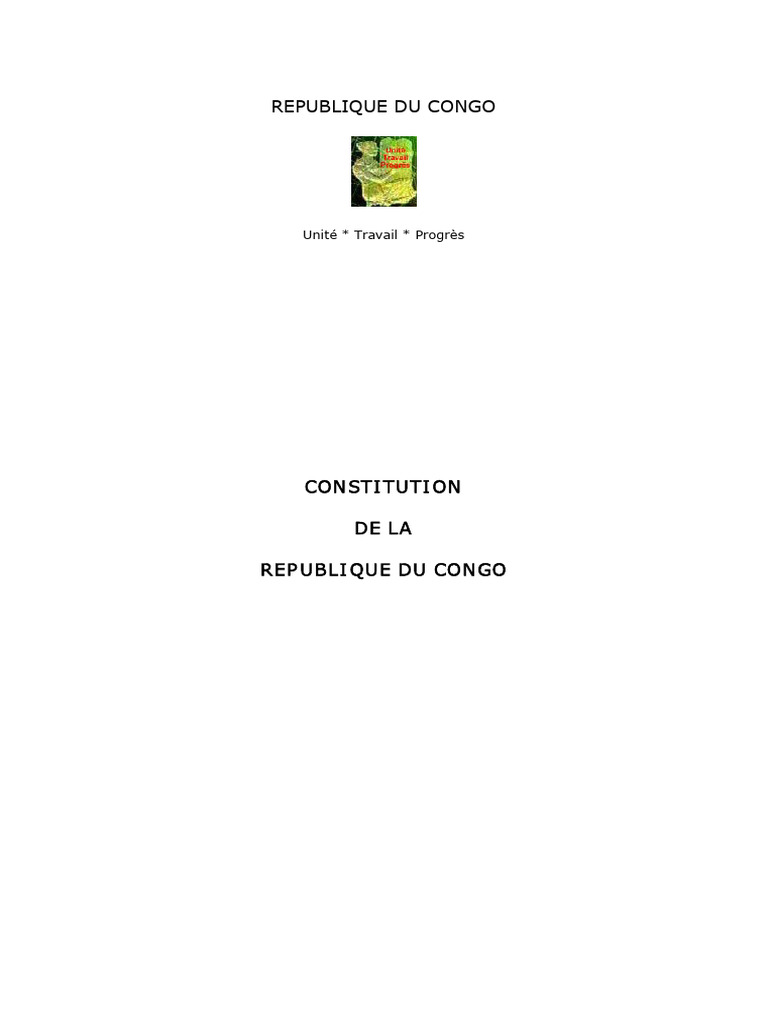 CONSTITUTION DE LA REPUBLIQUE DU CONGO | PDF