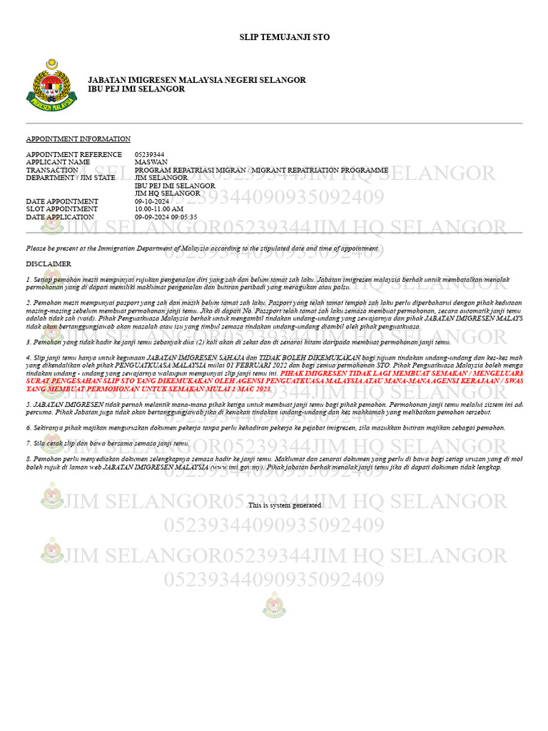 Contoh Sto 2.0 Slip | PDF | Career & Growth