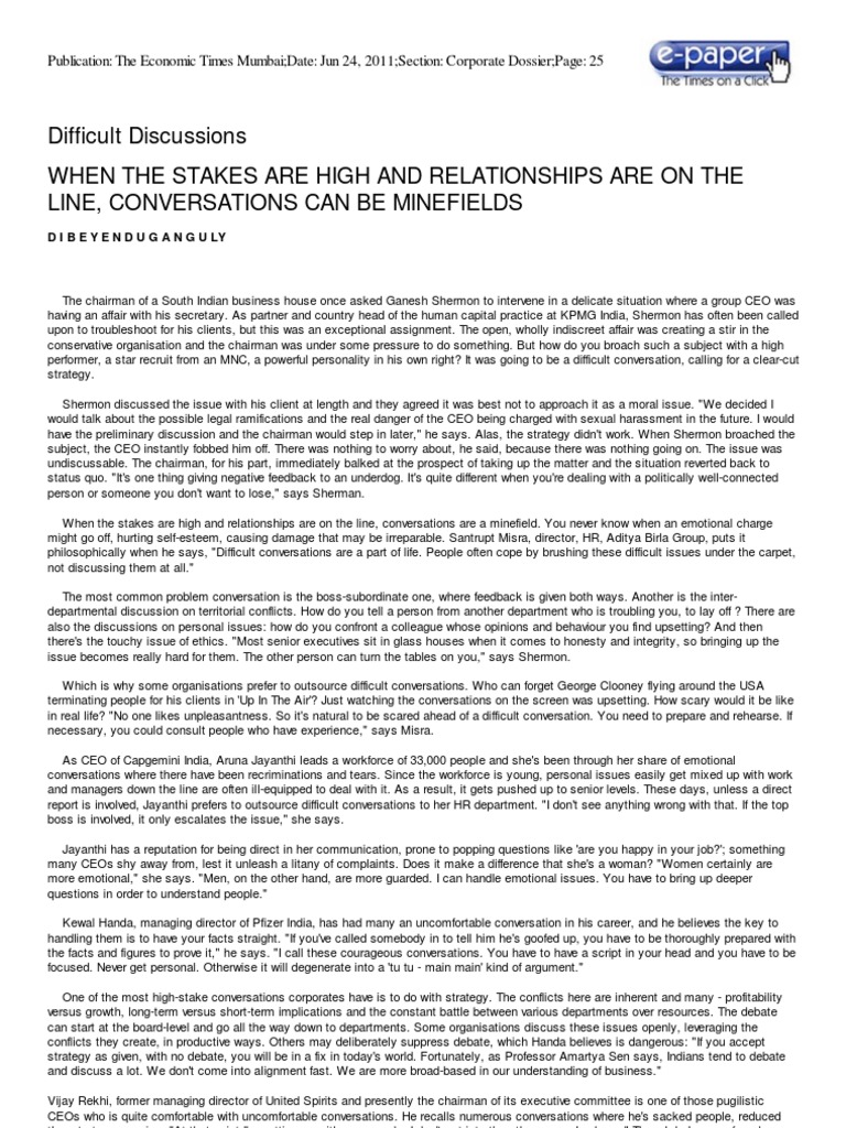 Difficult Discussions | PDF | Conversation