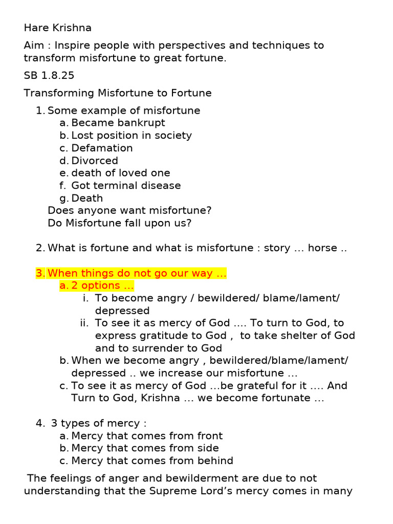 20 Transforming Misfortune to Great Fortune | PDF