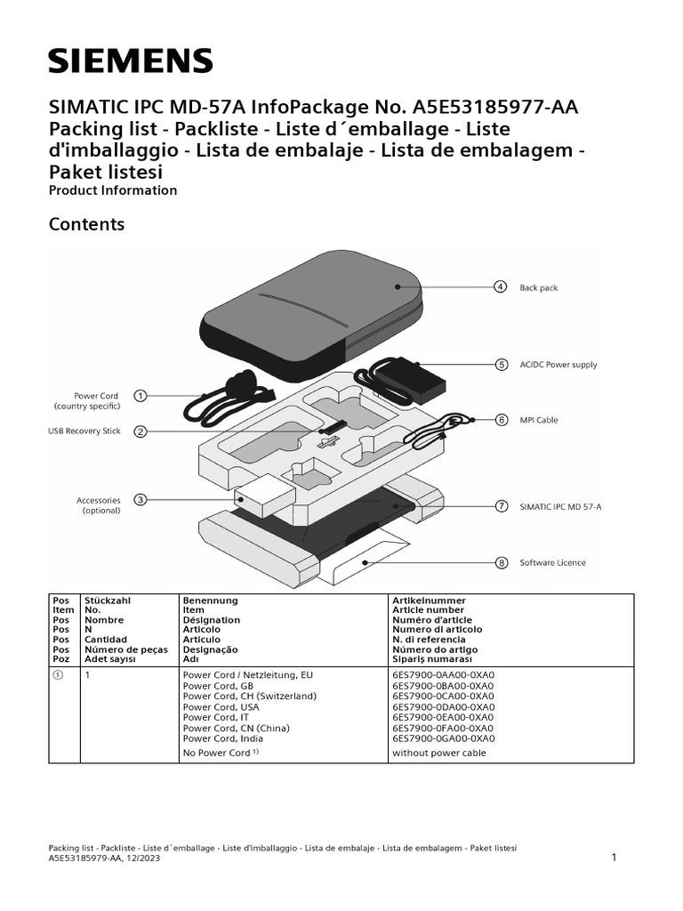SIMATIC IPC MD-57A - Original Instructions | PDF