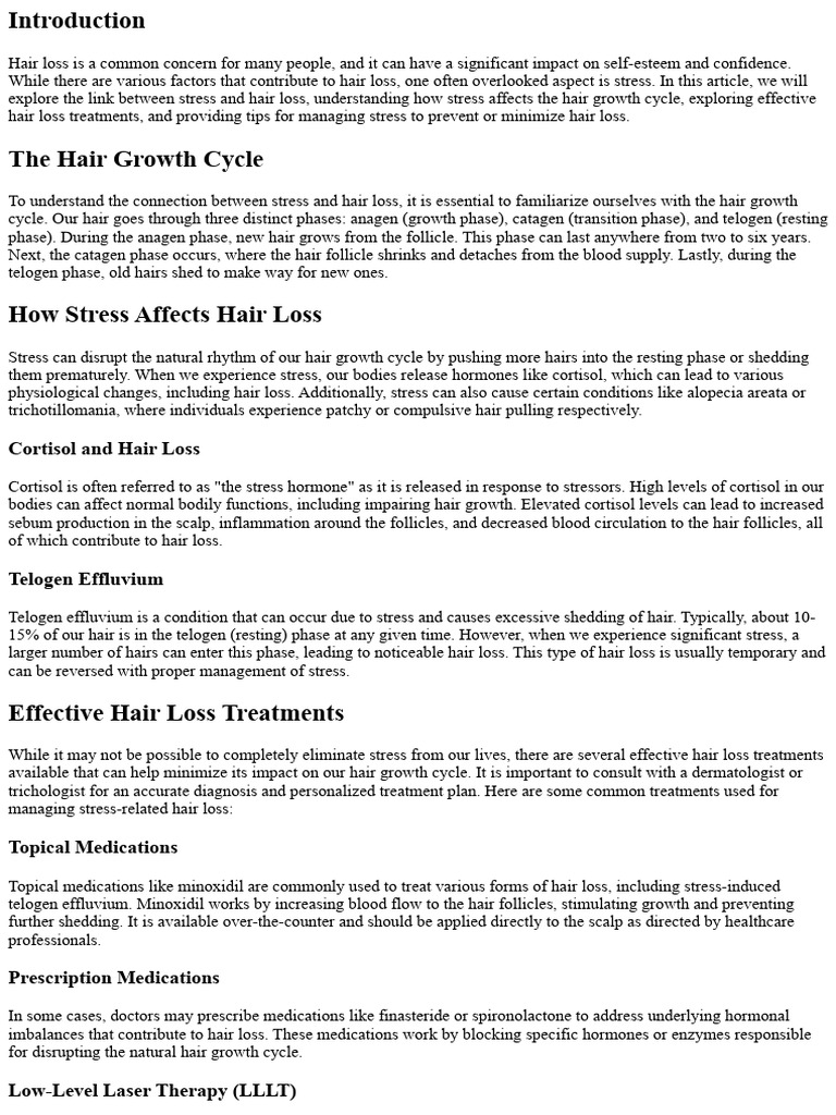 Stress and Hair Loss: Causes & Solutions | PDF | Hair Loss | Stress ...