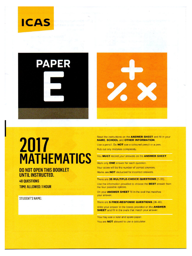 ICAS 2017 - Mathematics - Paper E | PDF