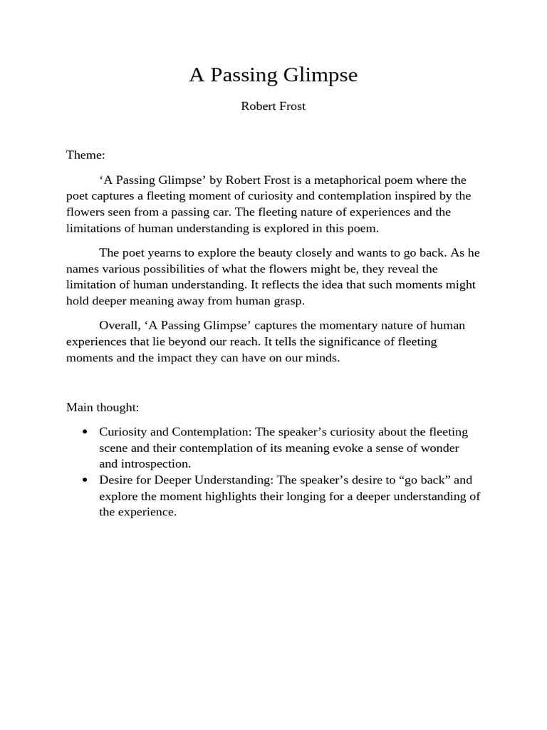 A Passing Glimpse | PDF