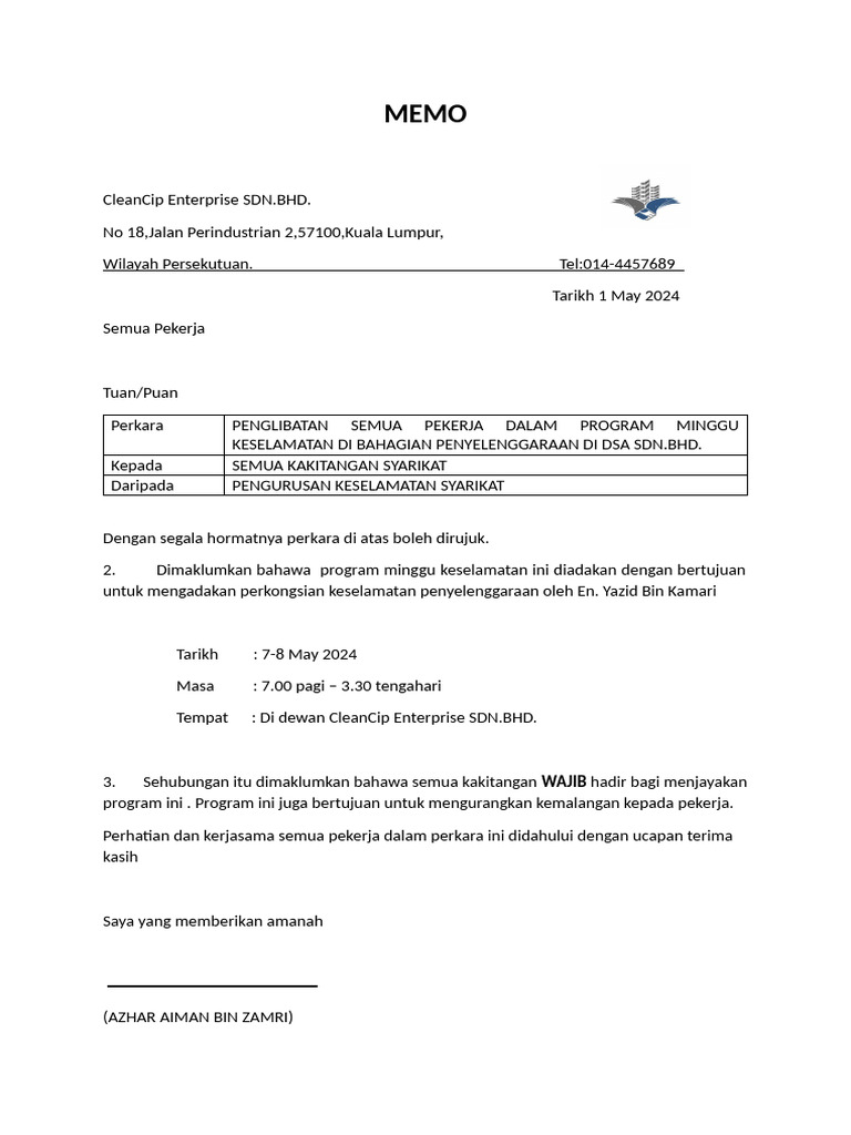 Contoh Memo | PDF