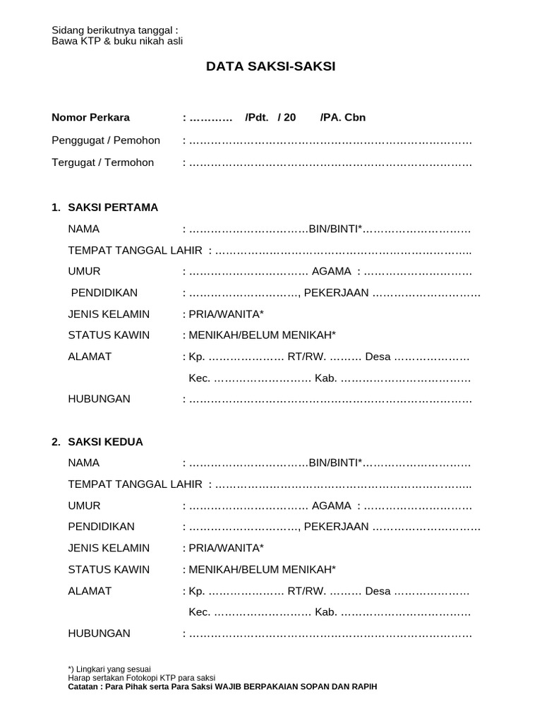 Data Saksi-Saksi | PDF
