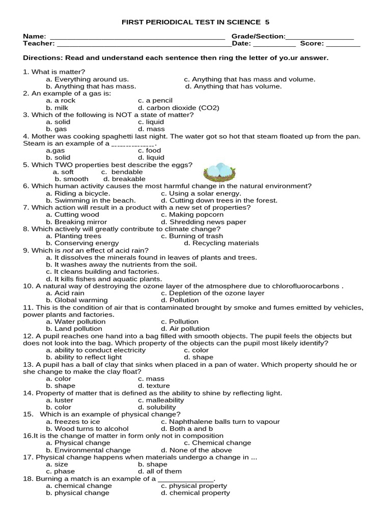 PT - Science 5 - Q1 | PDF