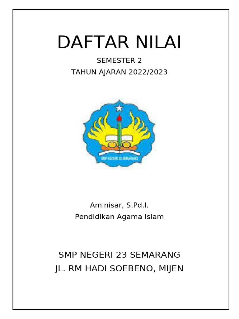 Cover Daftar Nilai | PDF
