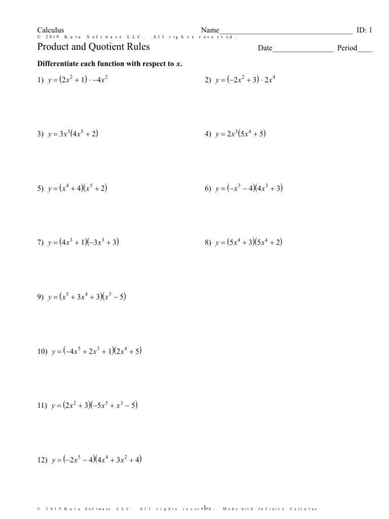Product and Quotient Rules | PDF