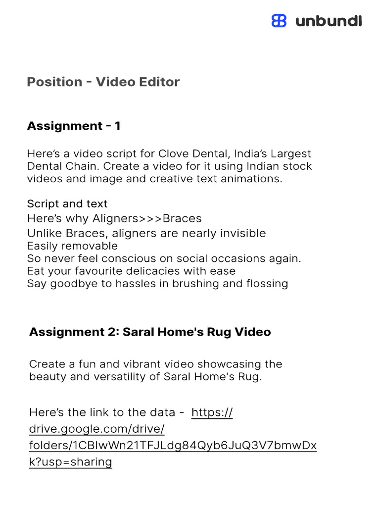 Video Editor Assignment | PDF