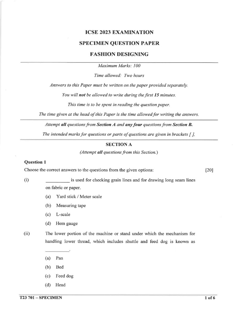 Fashion-Designing Qns 2 | PDF