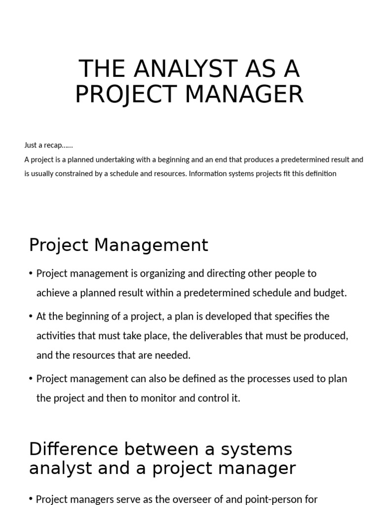 3-The Analyst As A Project Manager | PDF