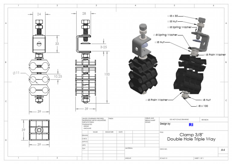 Clamp 3 - 8 Double Hole Triple Way | PDF