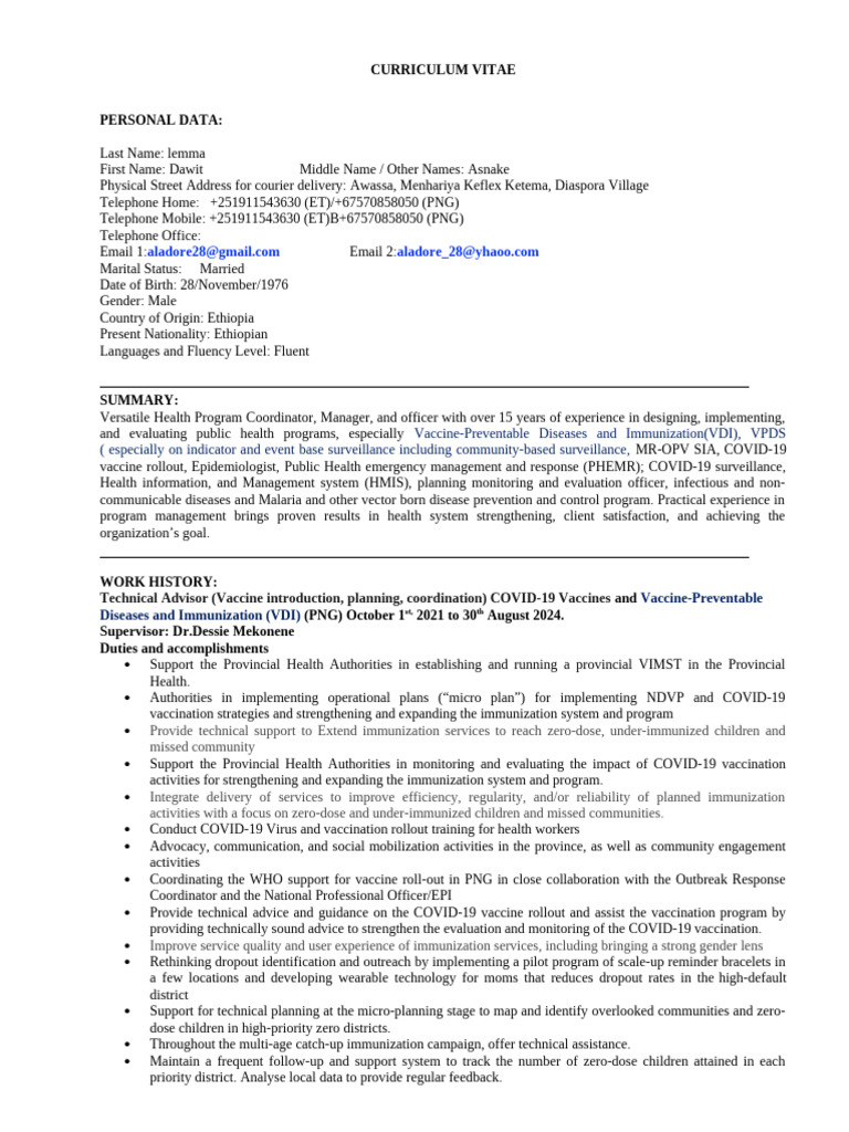 Lemma Dawit CV en Revised Sep 24 | PDF