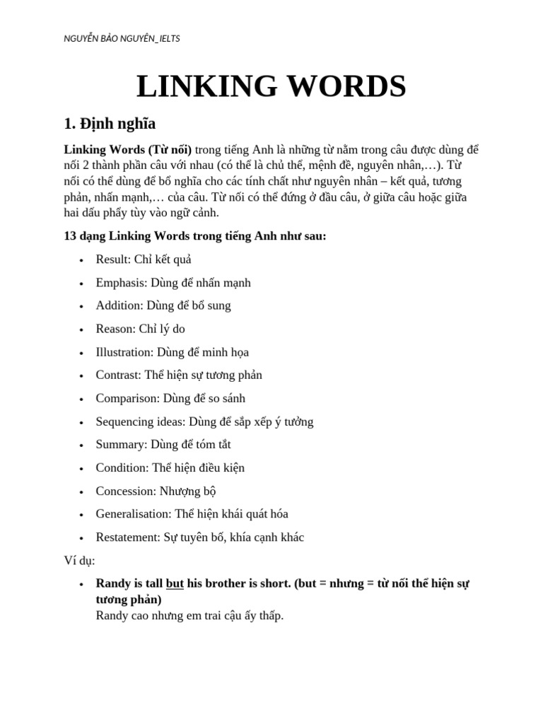 Linking Words | PDF
