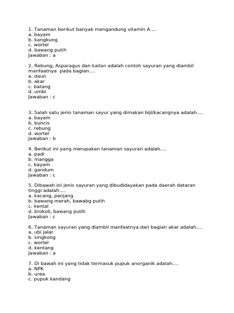 Soal Prakarya Pat 7 | PDF