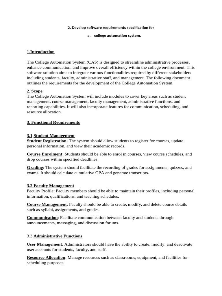 College Automation System Requirements | PDF | Computer Security | Business