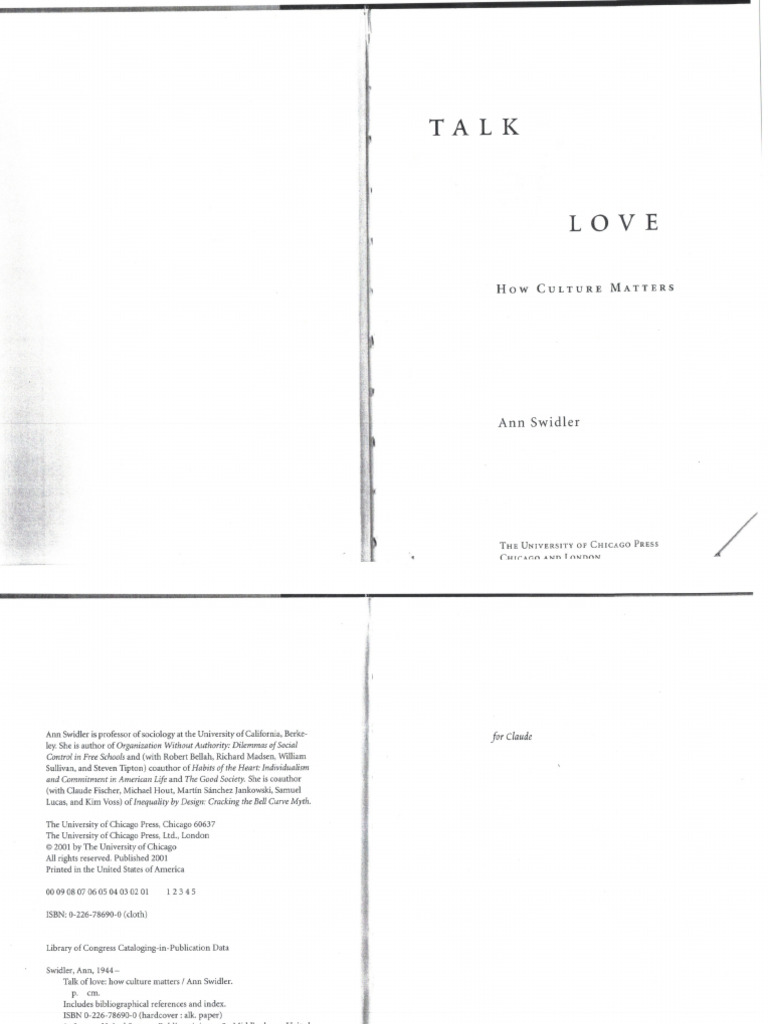 Ann Swidler. - Settled and Unsettled Lives. - Talk of Love | PDF