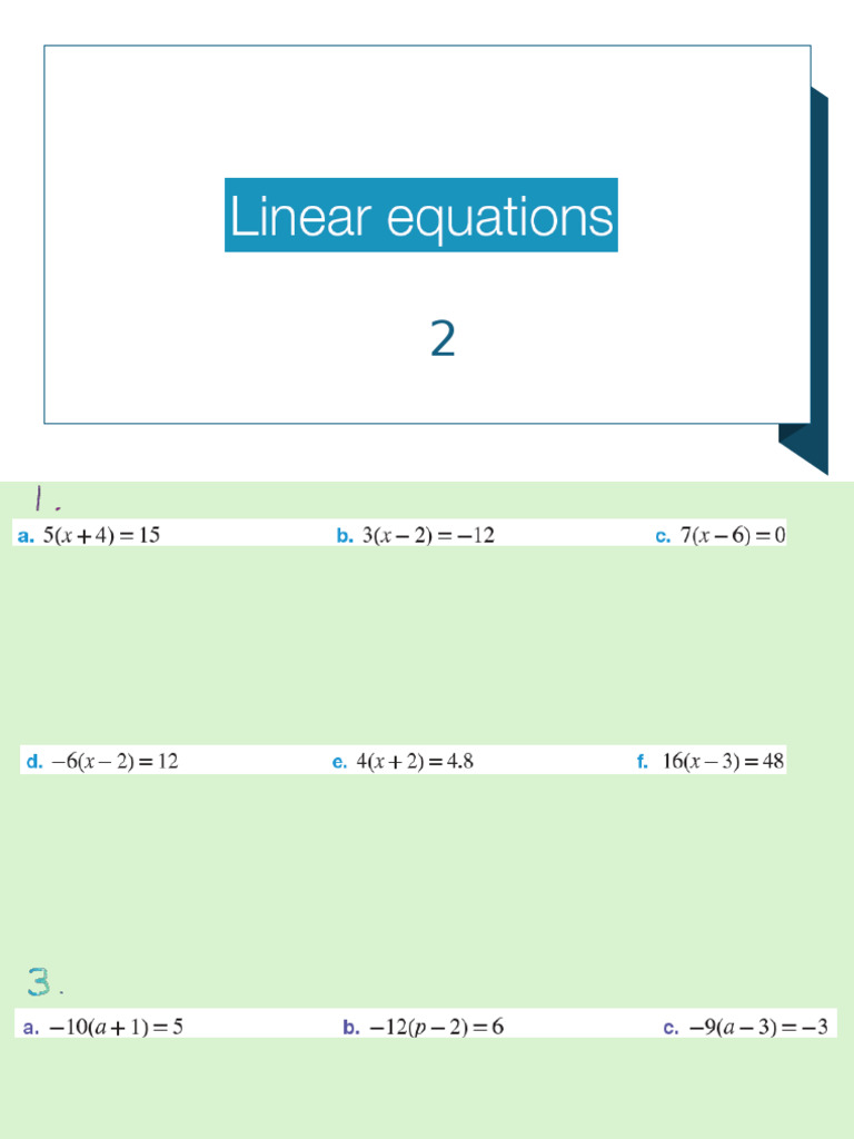 Y9 Linear Equations - 2 | PDF