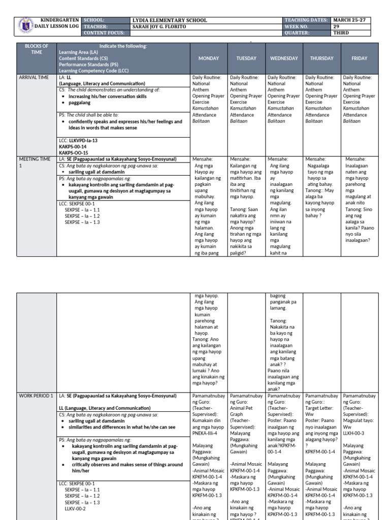 DLL Kinder Q3 W9 | PDF