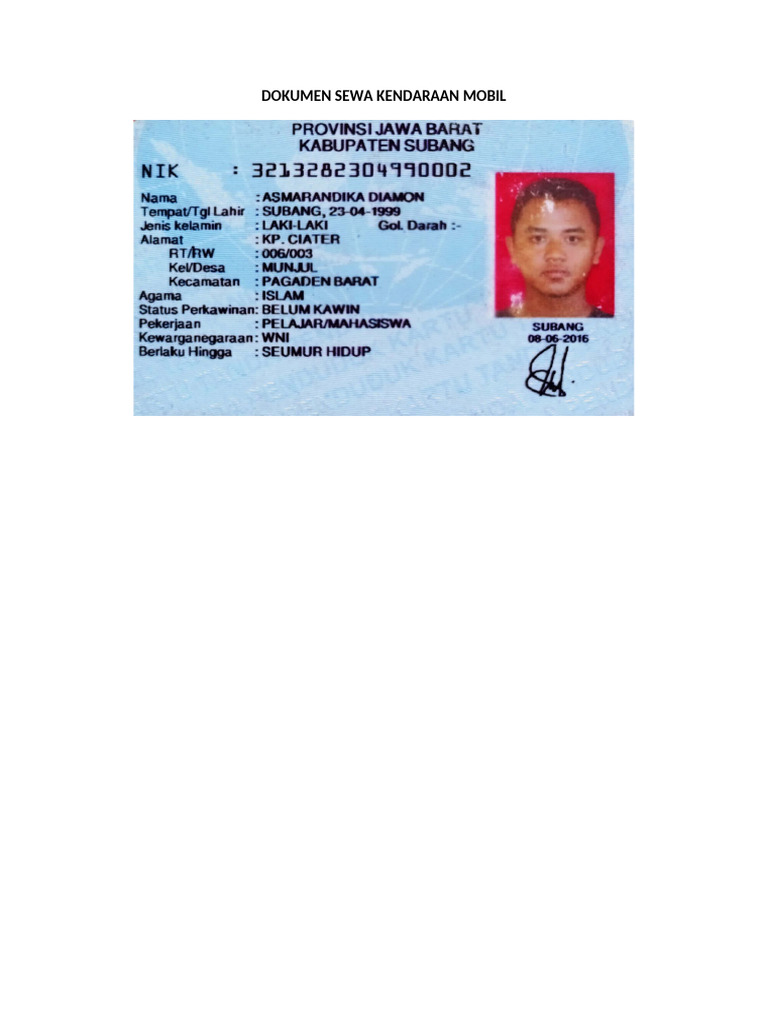 DOKUMEN SEWA KENDARAAN MOBIL | PDF