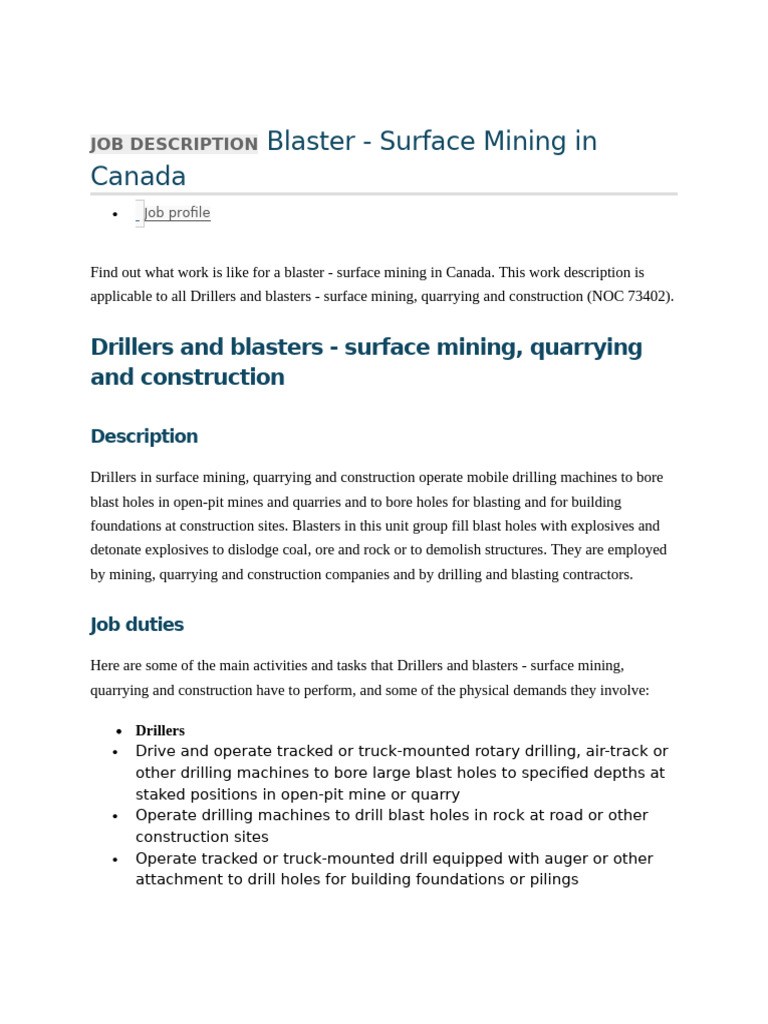 Blaster job description | PDF