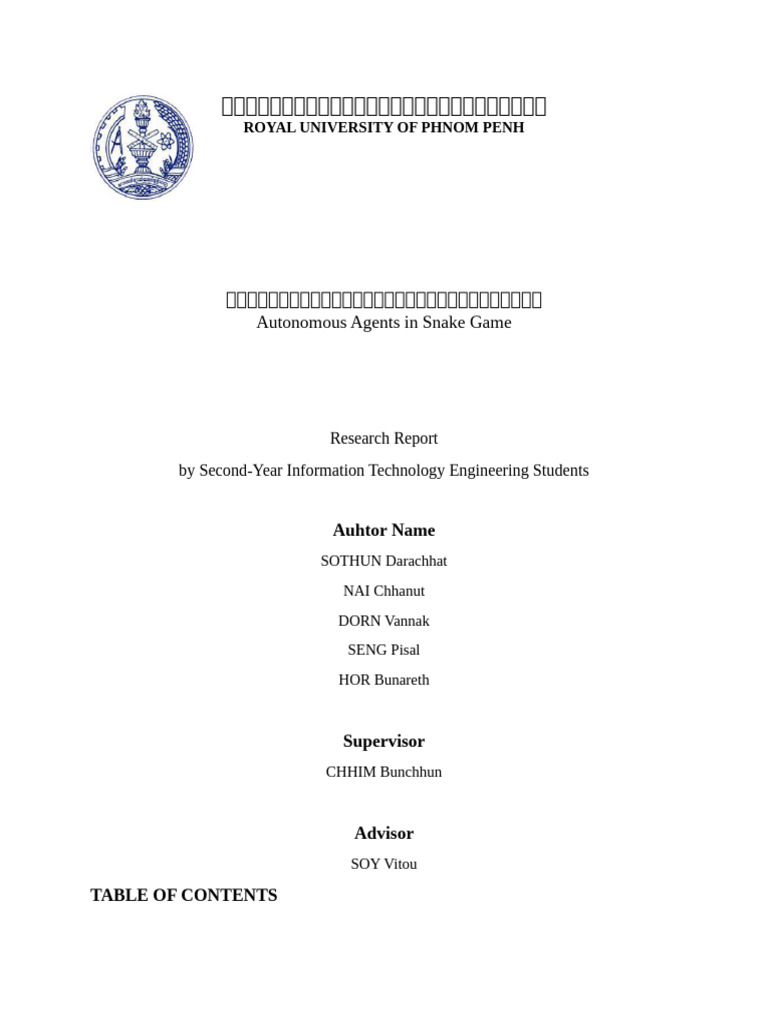 Group13 Autonomous Agents in Snake Game | PDF