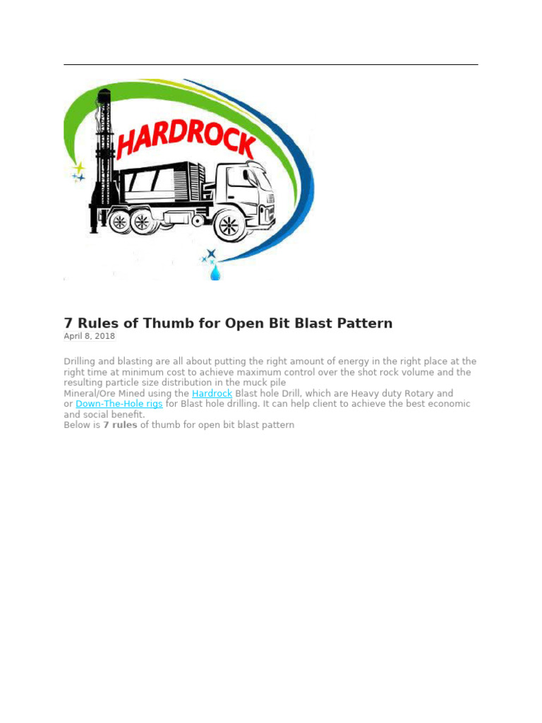 7 Rules of Thumb For Open Pit Blast | PDF
