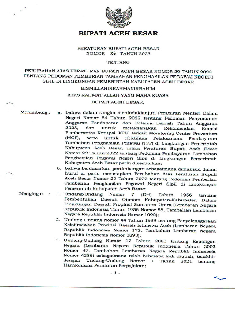 Perbup Abes Nomor 36 Tahun 2023 | PDF