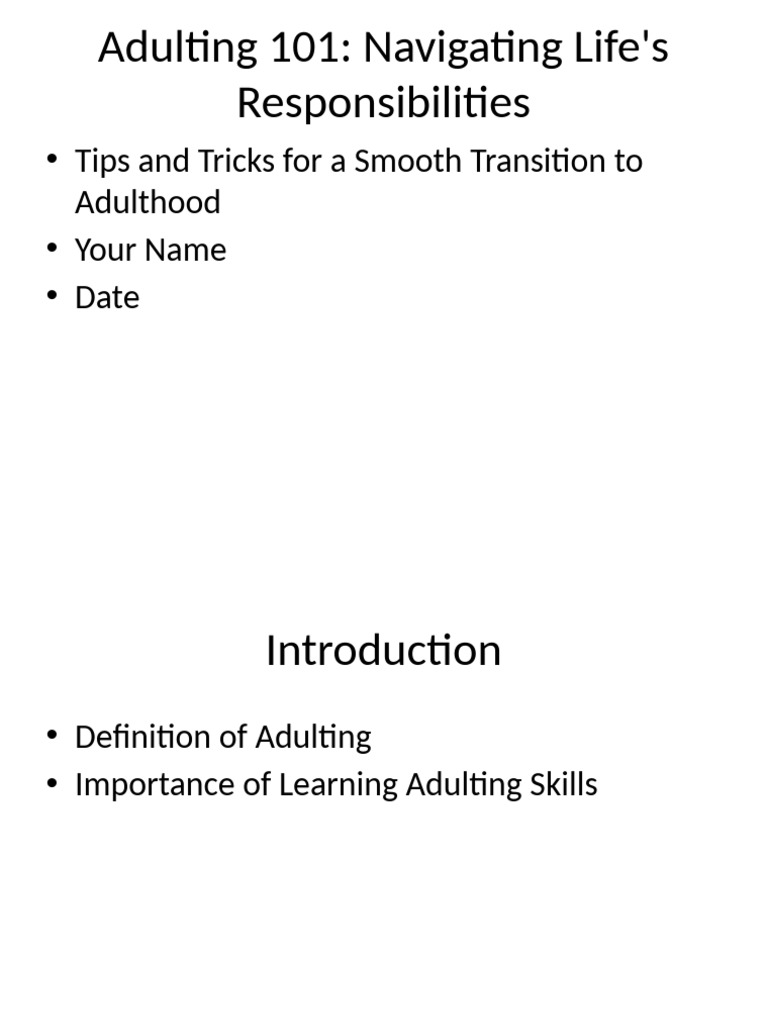 Adulting 101 Presentation | PDF