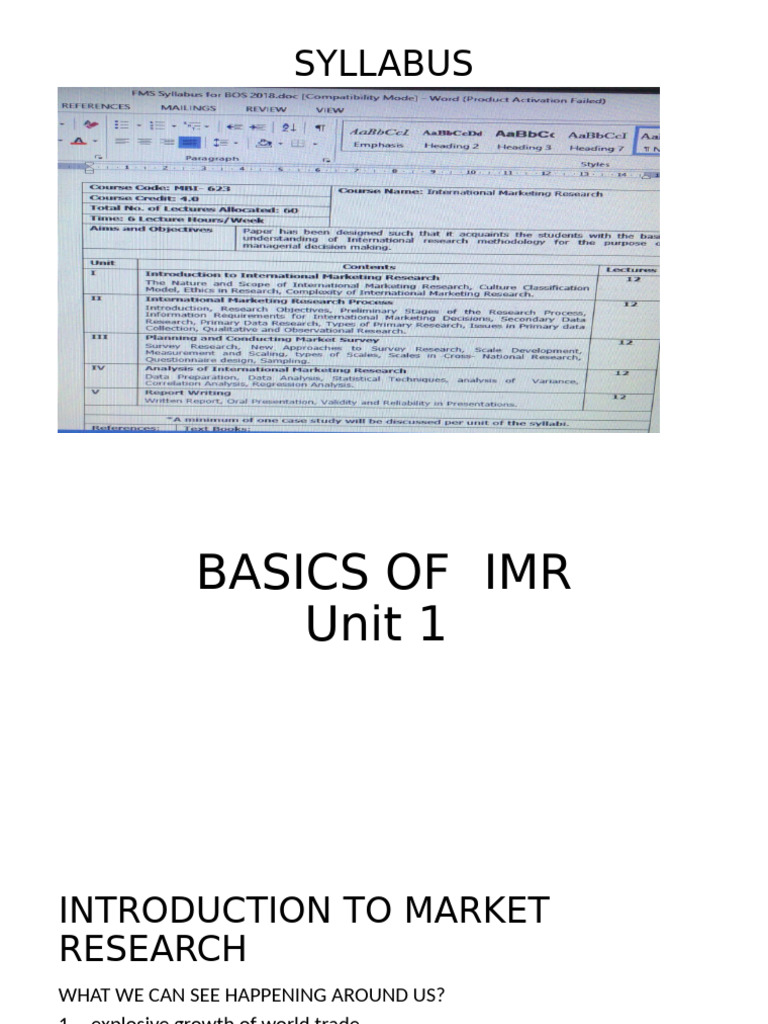 IMR Unit 1 | PDF