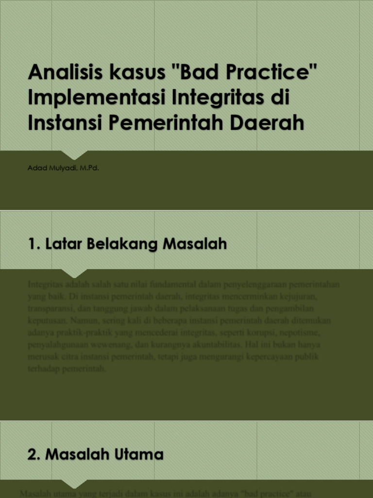 Saya Sedang Berbagi 'PPT BAD PRACTICE (ADAD) ' Dengan Anda | PDF