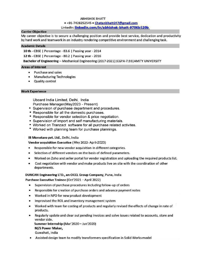 Abhishek Bhatt Resume 2023 | PDF