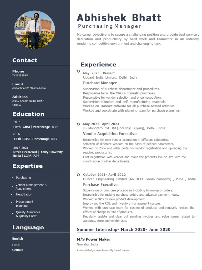 Abhishek Bhatt Resume24 | PDF | Procurement