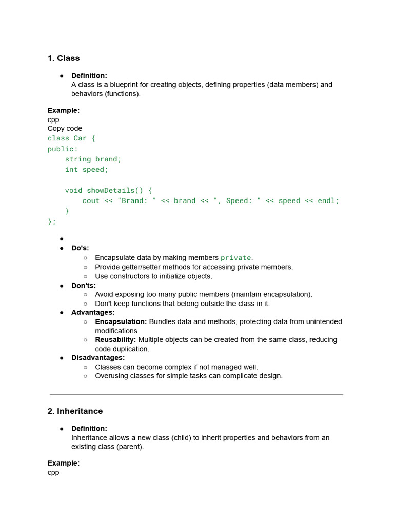 Class: Definition | PDF