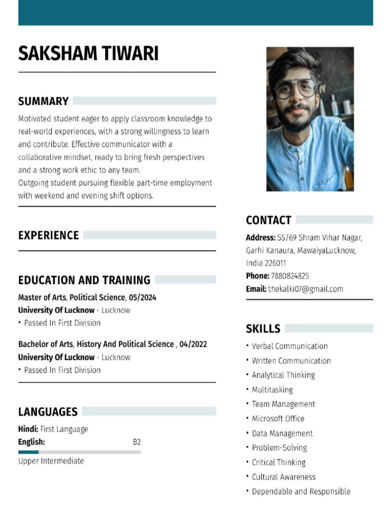 CV-Saksham Tiwari | PDF