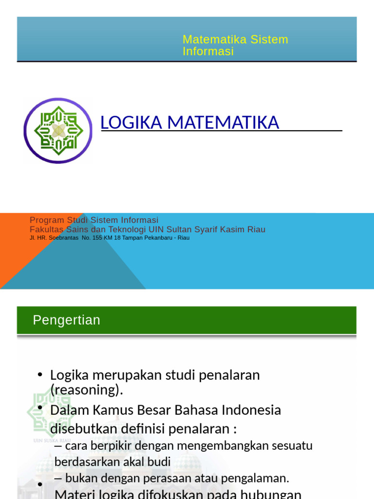 MATSI Pertemuan 2 Logika Matematika 2 | PDF