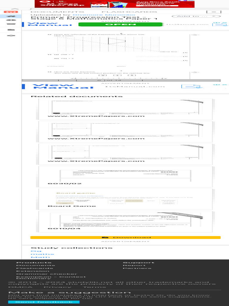 Primary Progression Test - Stage 5 Mathematics Paper 1 | PDF