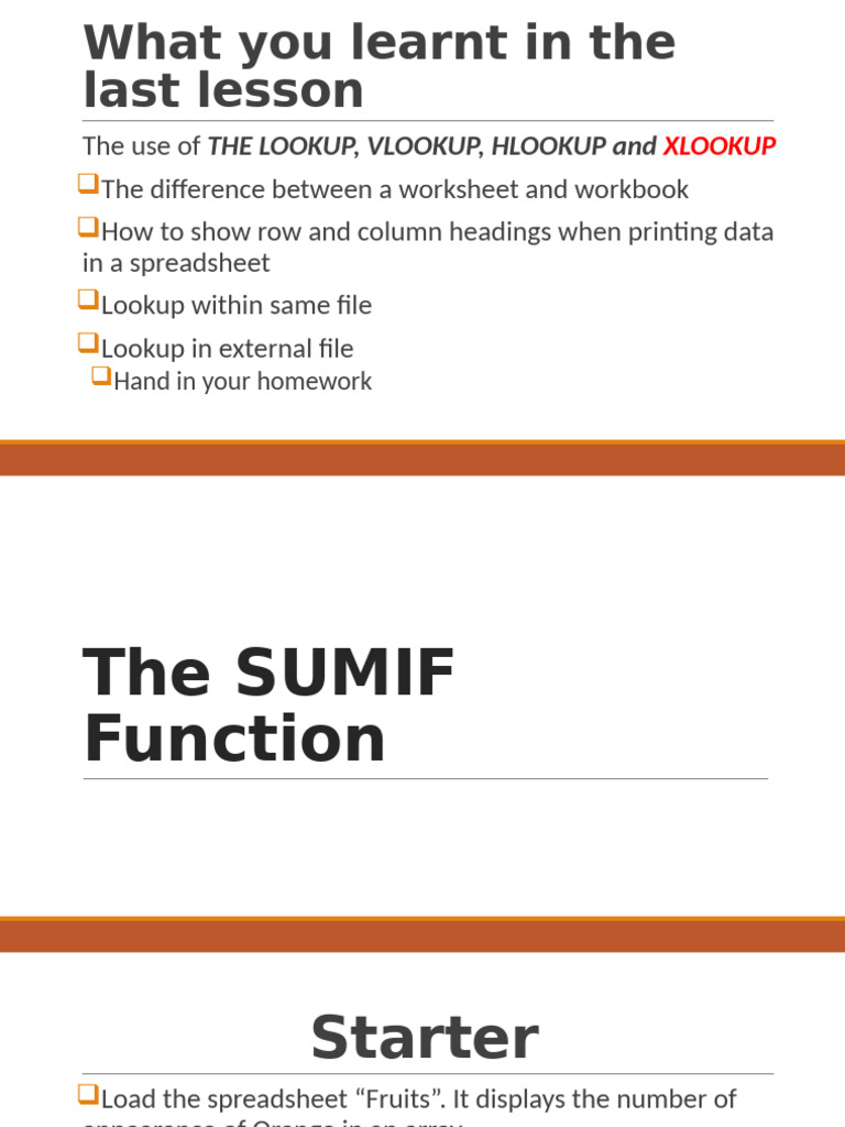 Wk3L2-The SUMIF Function | PDF