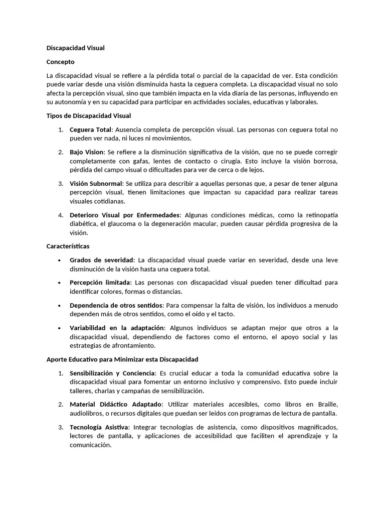 Discapacidad Visual | PDF