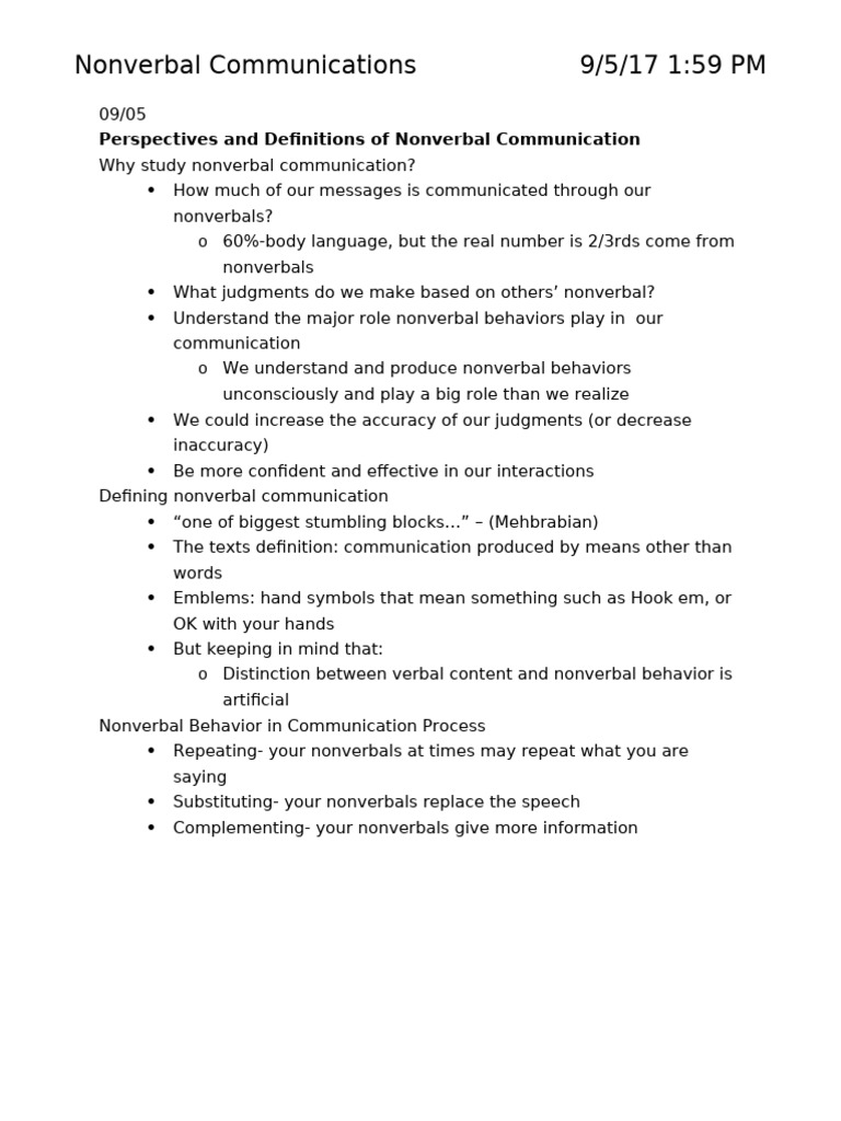 Nonverbal Communications | PDF