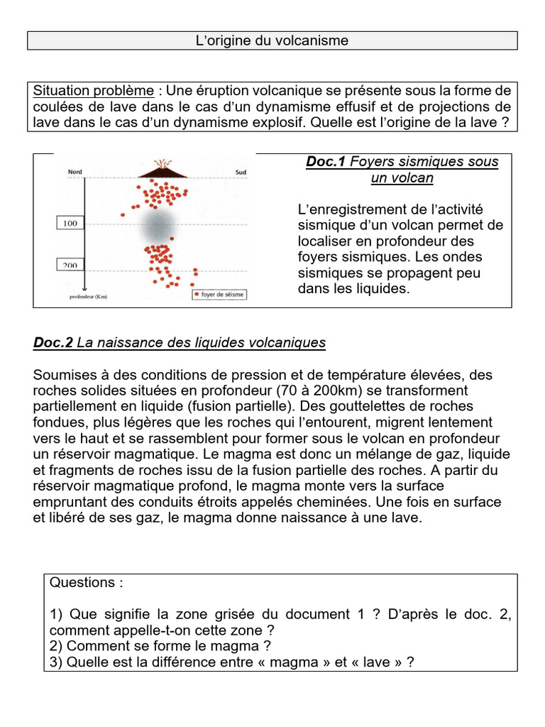 Activité 4. Origine Du Volcanisme | PDF