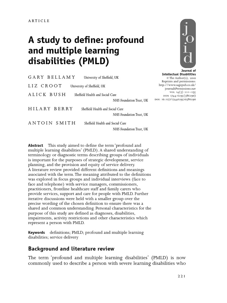 A Study To Define Profound and Multiple Learning Disabilites | PDF