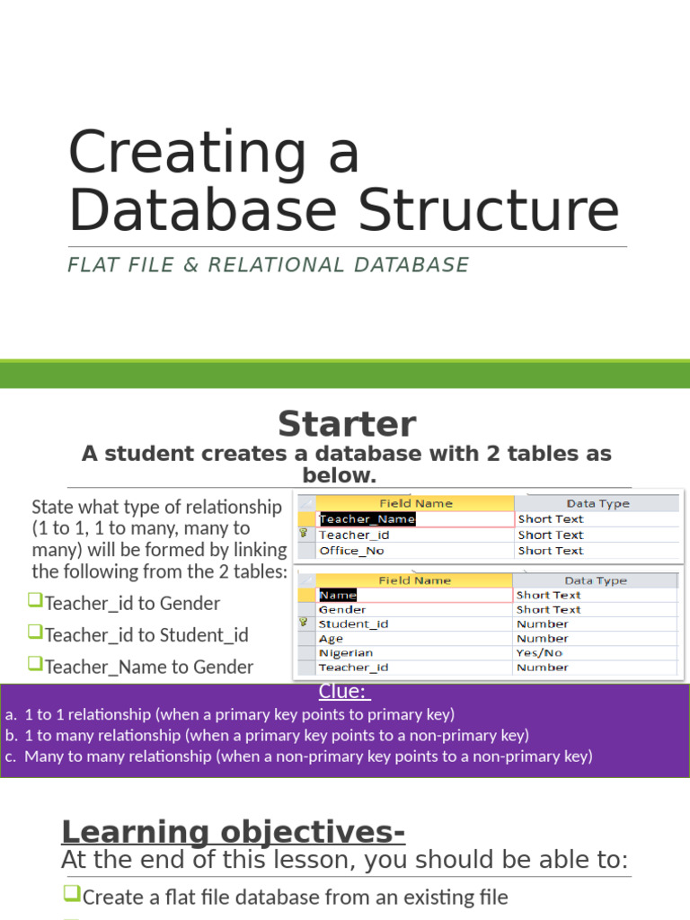 Wk1L2-Creating A Database Structure | PDF