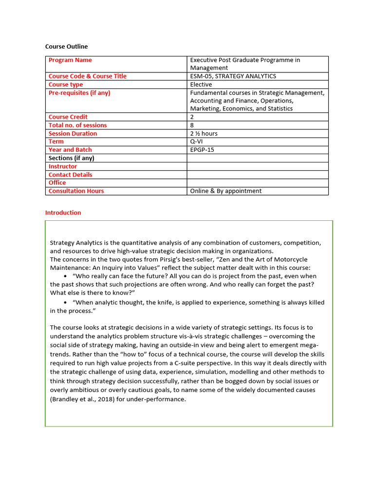 ESM-05 Strategy Analytics | PDF