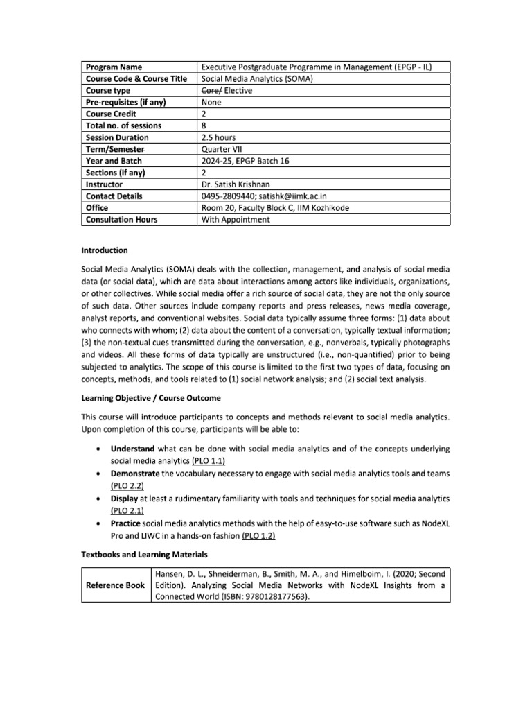 EIT-09 Social Media Analytics | PDF
