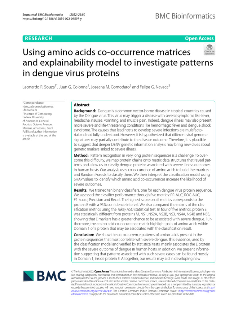 Using Amino Acids Co Occurrence Matrices and Explainability Model To Investigate Patterns in ...