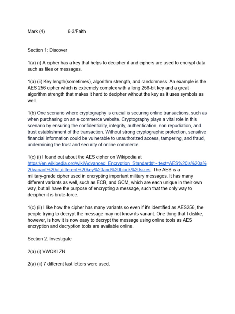 AA (Secret Messages) - Mark - 6-3 CHS | PDF | Encryption | Computers