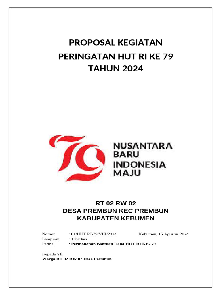 Proposal RT O2 RW O2 Prembun Hut Ri 79 (XXX) | PDF