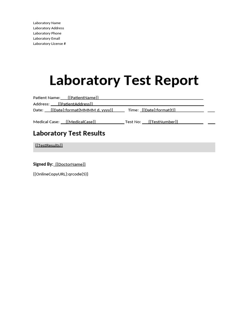 Laboratory Test Template | PDF